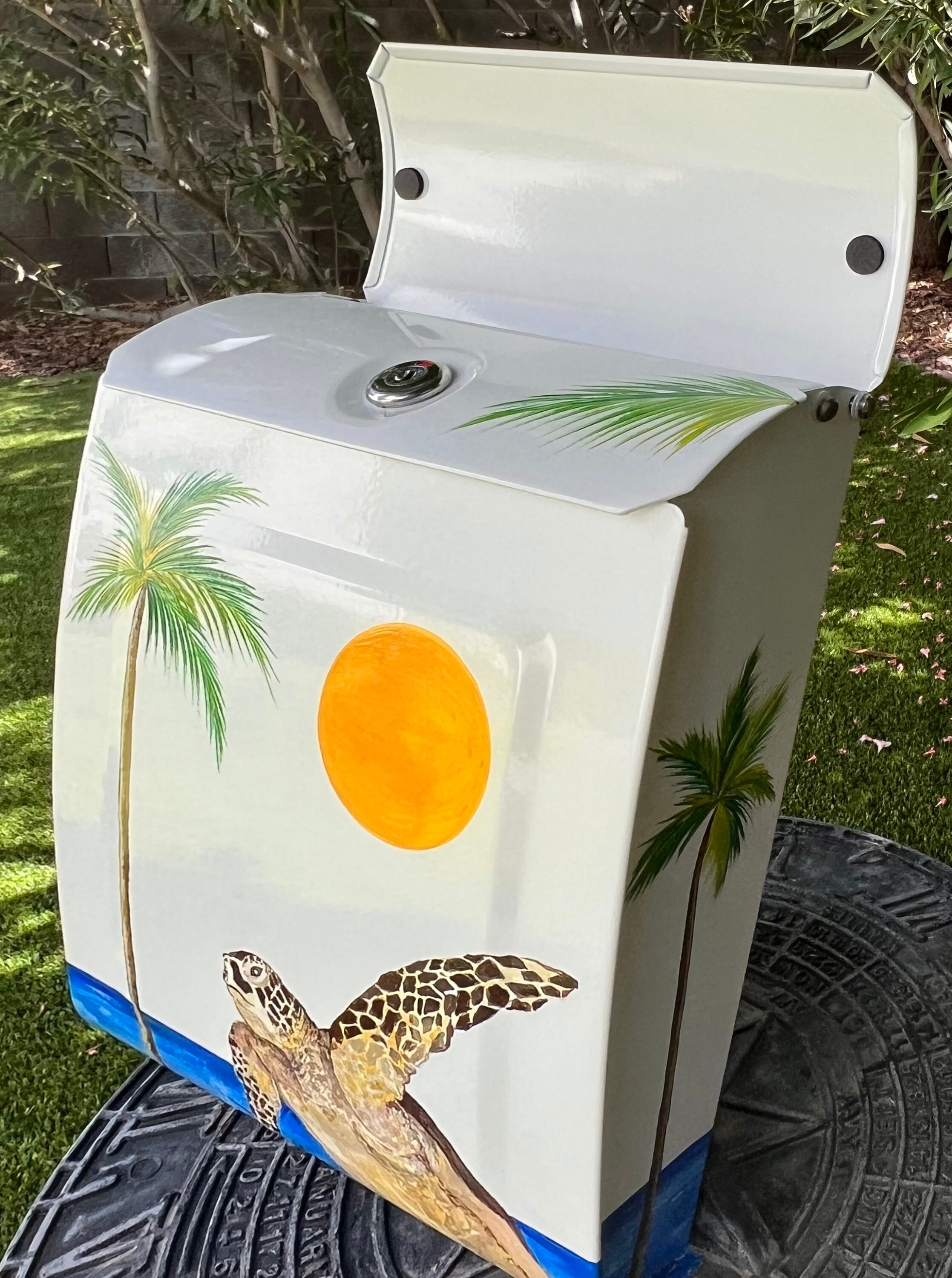 Sea Turtle Custom Painted White Small Locking Mailbox Wall - Etsy