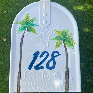 Tropical Blue Ocean Mailbox, Custom Painted, Beach Sunset, Sunrise Palm ...