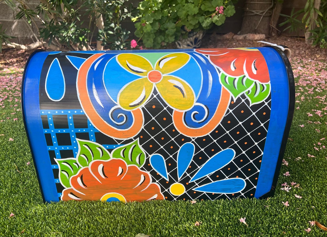 Jumbo Mailbox, Custom Hand Painted, Handmade, Black Steel Metal, Extra ...