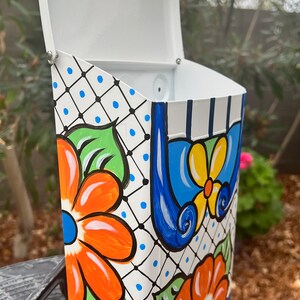 Small Wall Mount White Mailbox, Custom Handmade Painted, Colorful ...