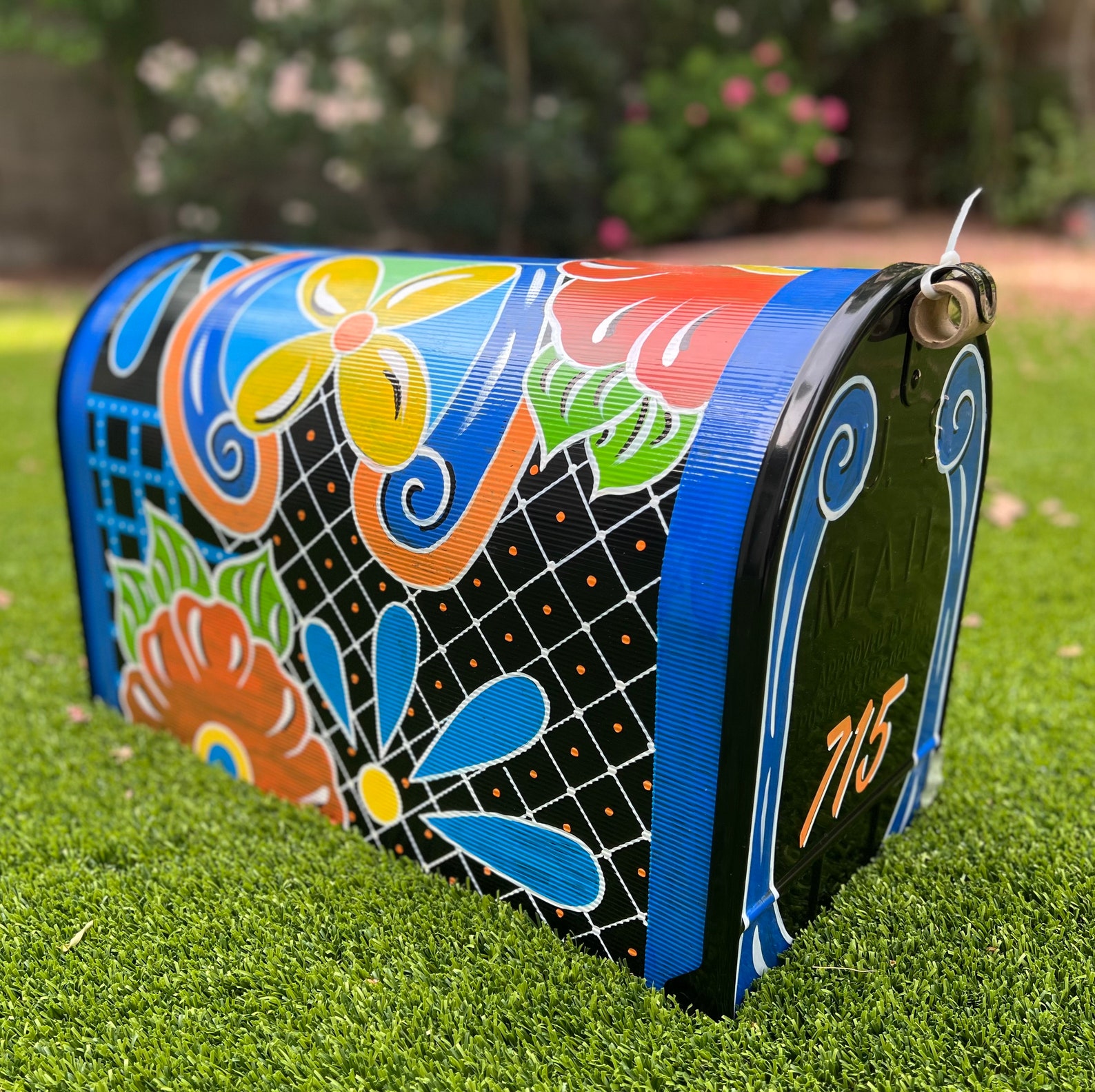 Jumbo Mailbox, Custom Hand Painted, Handmade, Black Steel Metal, Extra ...