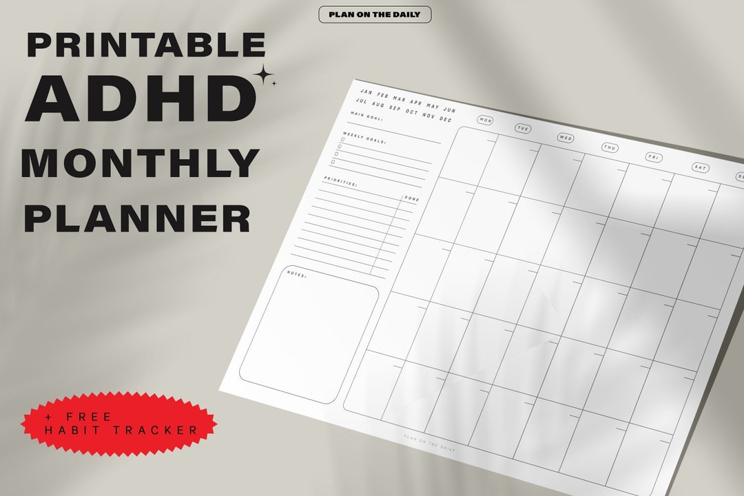 ADHD Monthly Planner | Printable/digital | ADHD Planner | to Do List ...