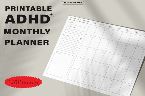 ADHD Monthly Planner Printable/digital ADHD Planner to | Etsy