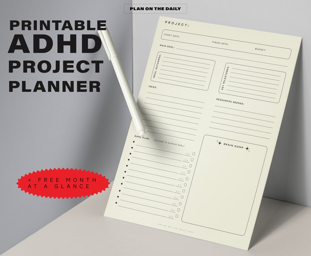 ADHD Project Planner Printable/digital | ADHD Planner | to Do List ...
