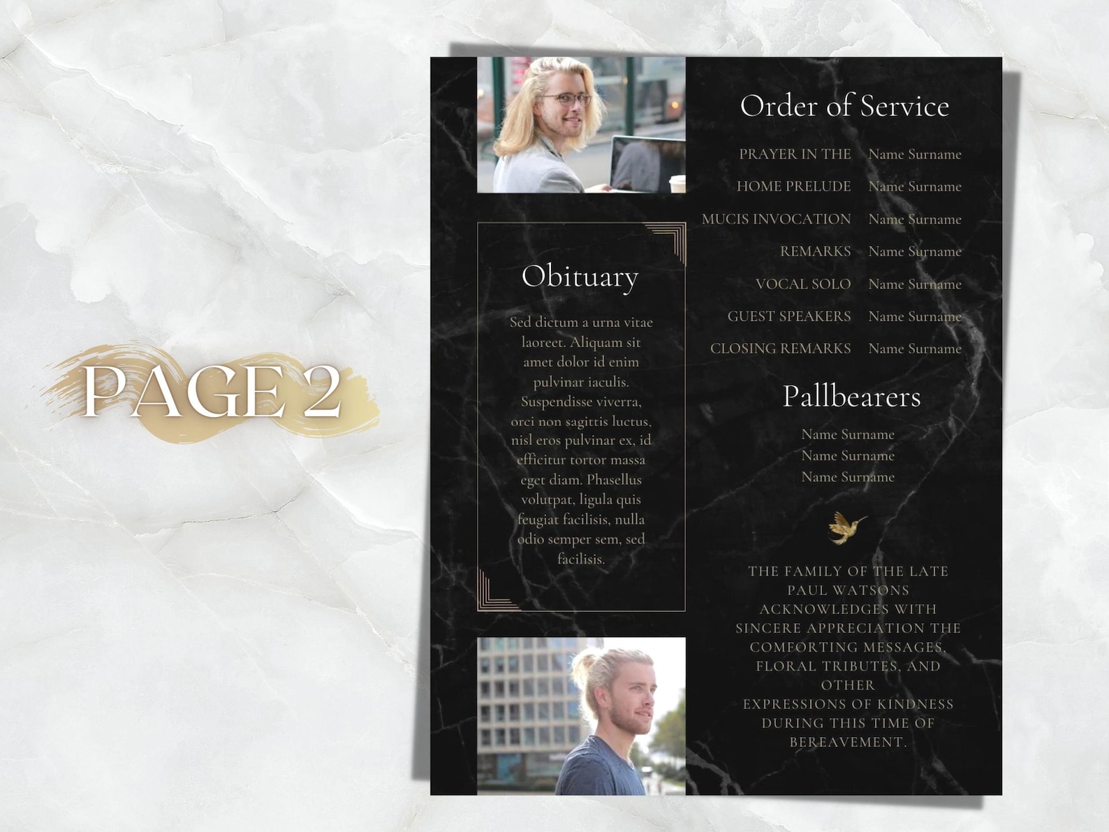 2 Page Funeral Program Template, 8.5x11 Obituary Template Canva ...