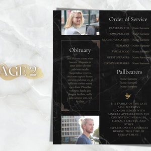 2 Page Funeral Program Template, 8.5x11 Obituary Template Canva ...