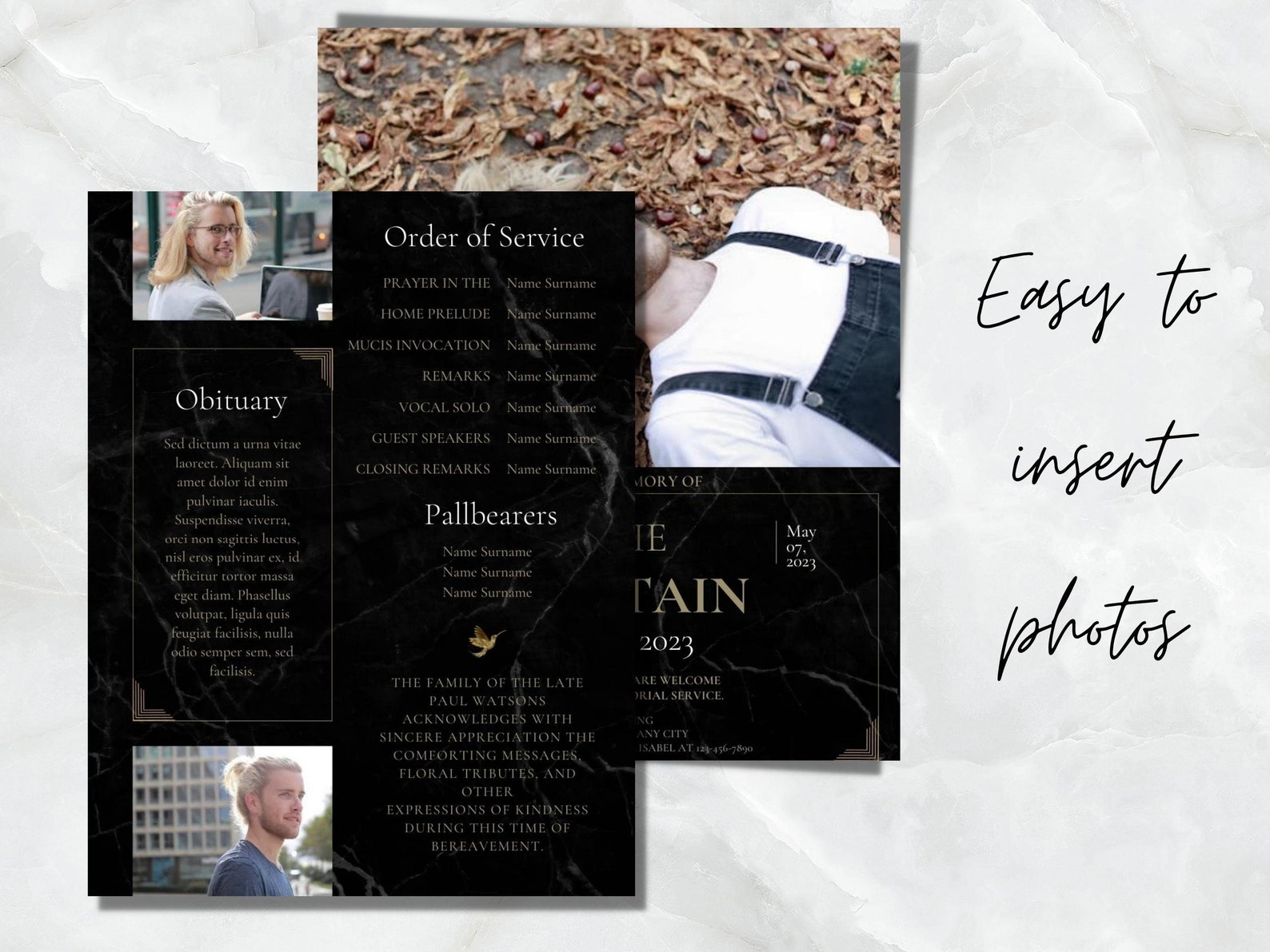 2 Page Funeral Program Template, 8.5x11 Obituary Template Canva ...