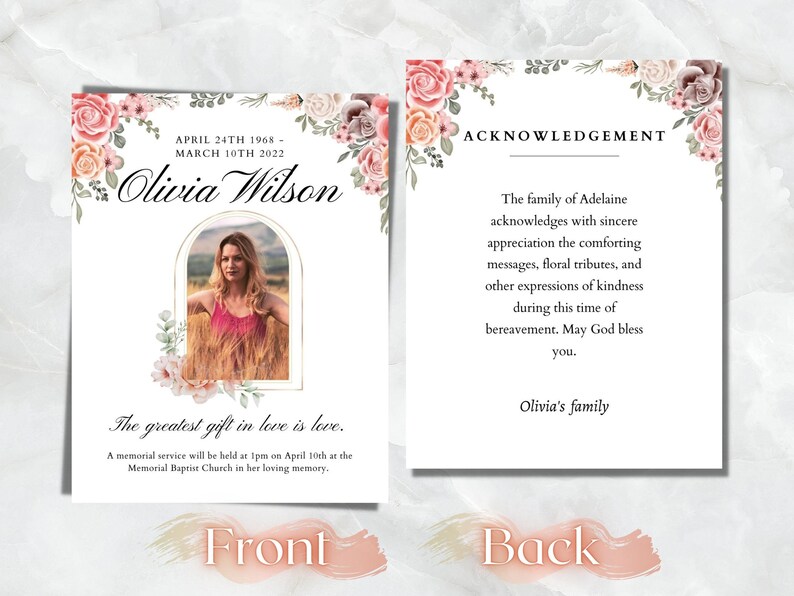6 Page Funeral Program Template, 8.5x11 Obituary Template Canva ...