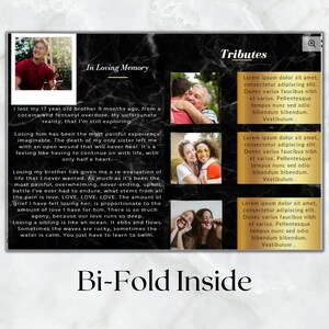 3 Sizes Bi-fold, Tri-fold, Single Gold Funeral Program Template, 8 Page ...