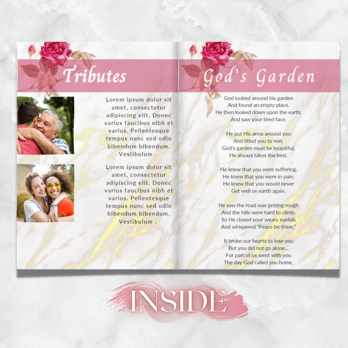Pink Funeral Program Template, 8 Page Funeral Program Funeral Template ...