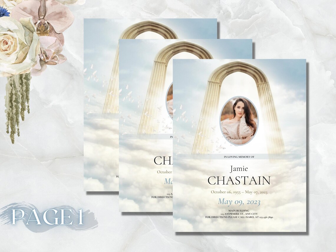 2 Page Funeral Program Template, 8.5x11 Obituary Template Canva ...