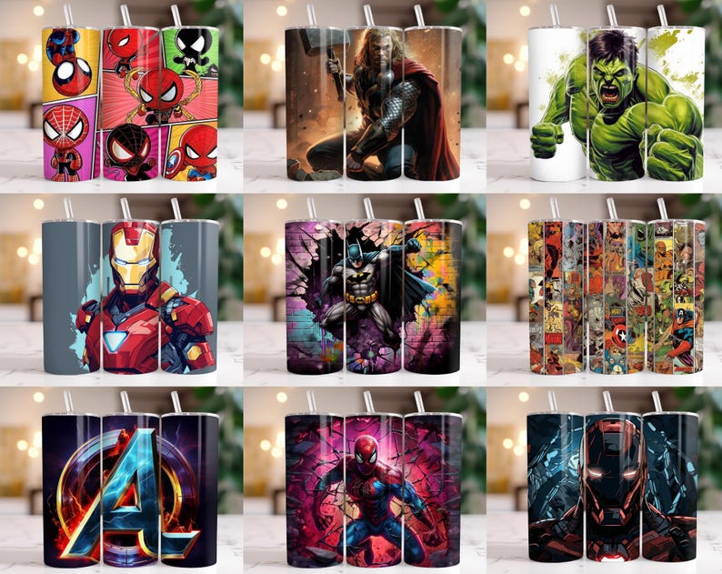 280 Marvels Tumbler Wrap Bundle Superheros Tumbler Wrap Spiderman ...