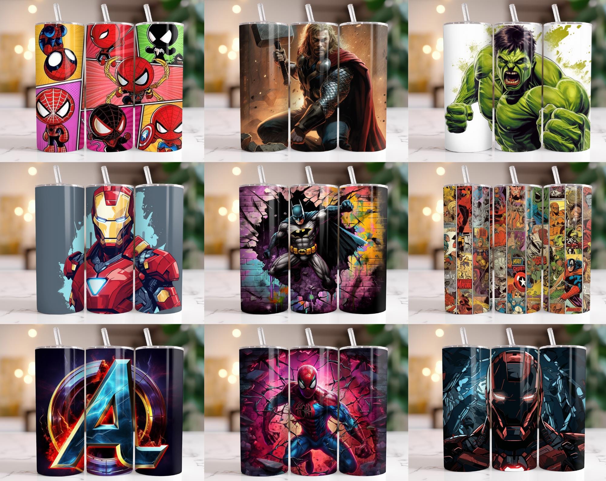 280 Marvels Tumbler Wrap Bundle Superheros Tumbler Wrap Spiderman ...