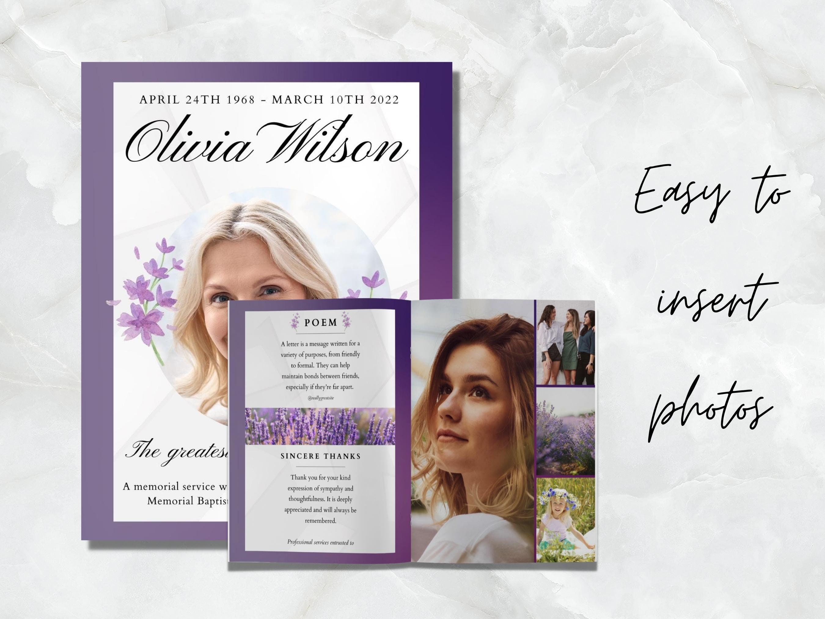 6 Page Funeral Program Template, 8.5x11 Obituary Template Canva ...