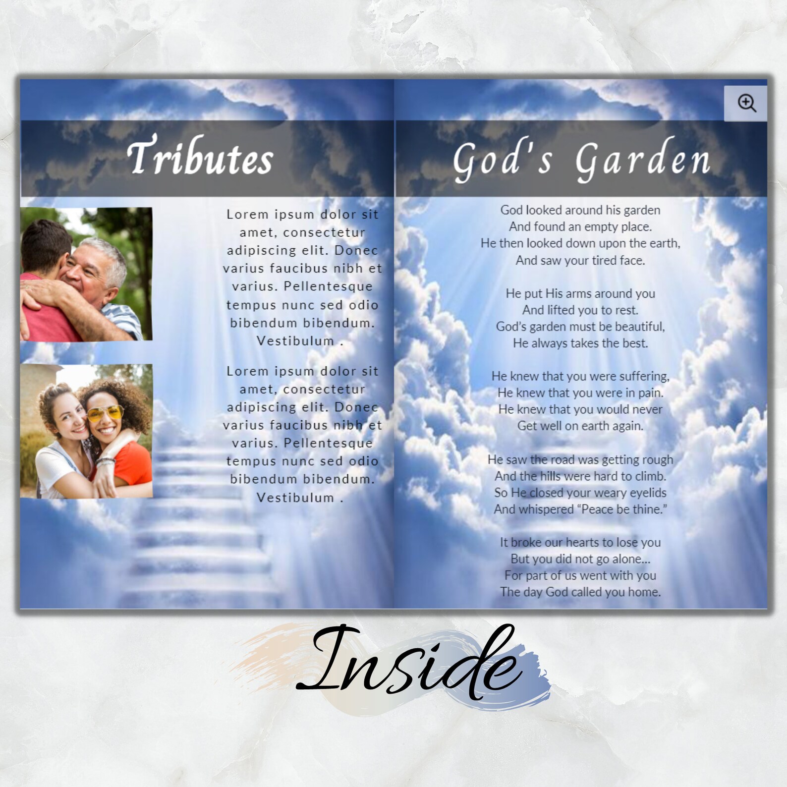 Sky Blue Funeral Program Template, 8 Page Funeral Program Funeral ...