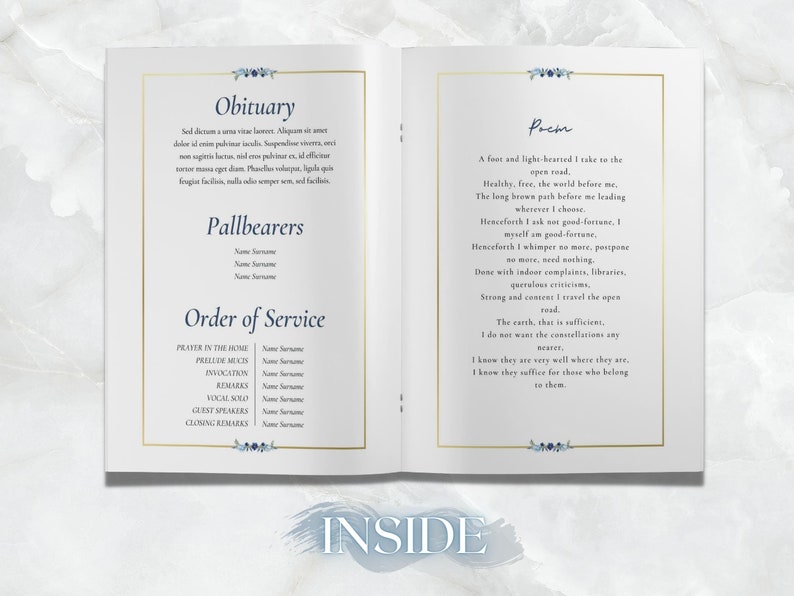 6 Page Funeral Program Template, 8.5x11 Obituary Template Canva ...