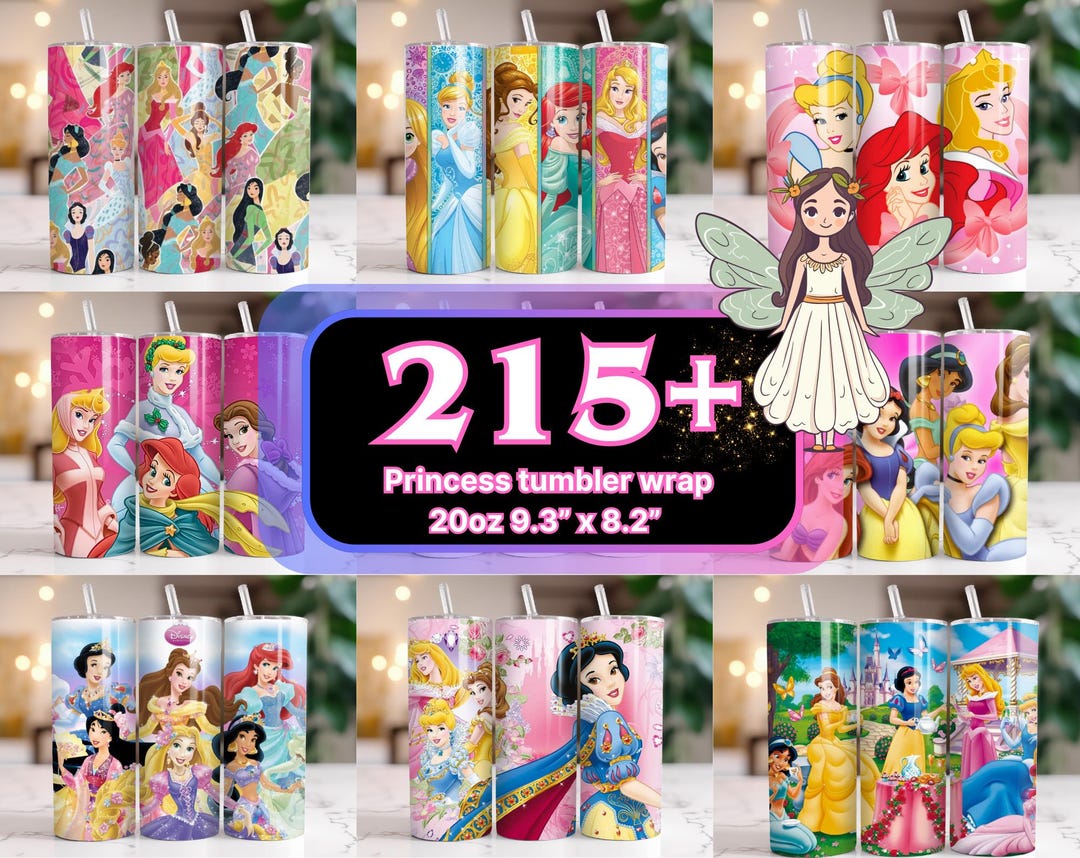 215+ Princess Tumbler Wrap Designs Bundle, 20 Oz Princess Sublimation ...