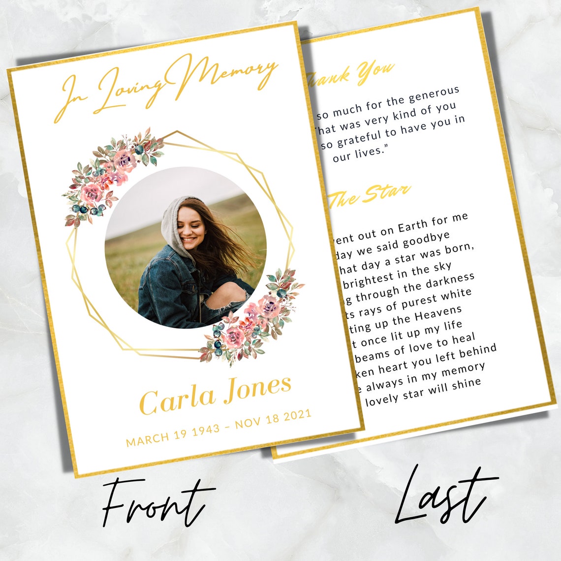 Gold Funeral Program Template 4 Page Funeral Program Funeral - Etsy