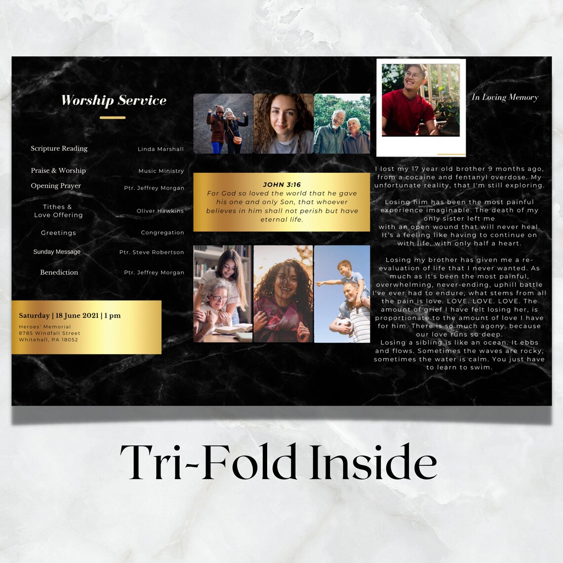 3 Sizes Bi-fold Tri-fold Single Gold Funeral Program - Etsy