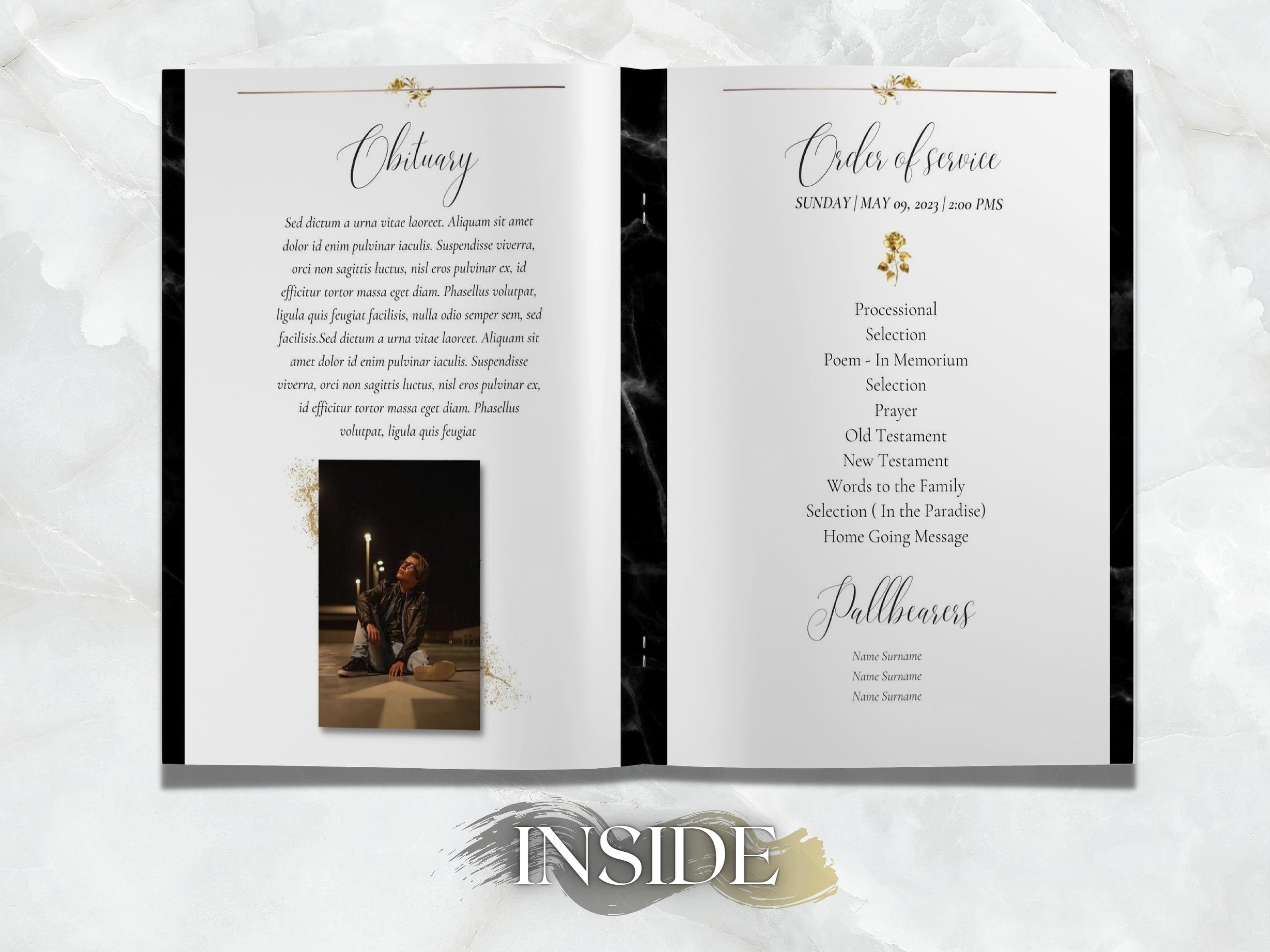 8 Page Funeral Program Template, 8.5x11 Obituary Template Canva ...