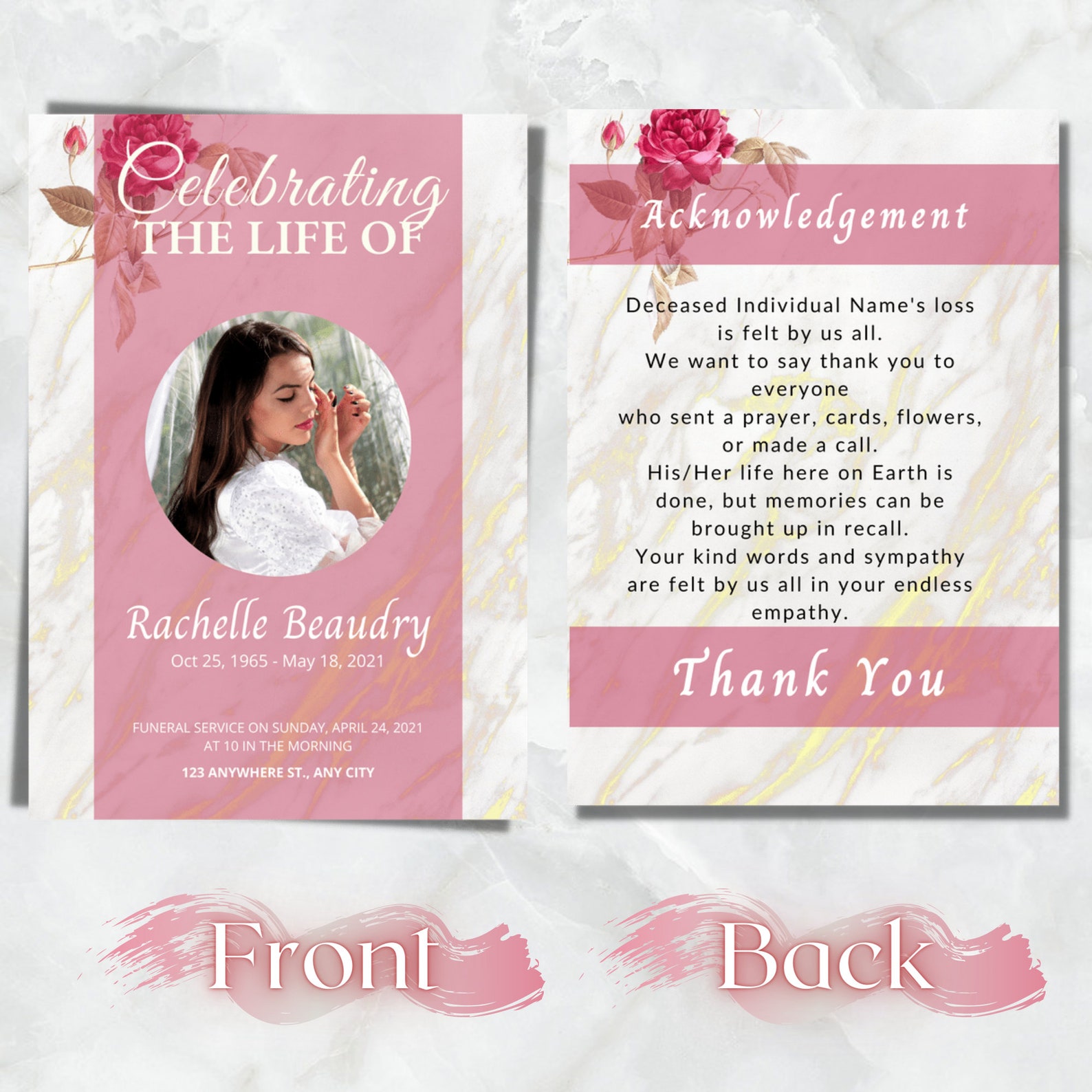 Pink Funeral Program Template 8 Page Funeral Program Funeral - Etsy