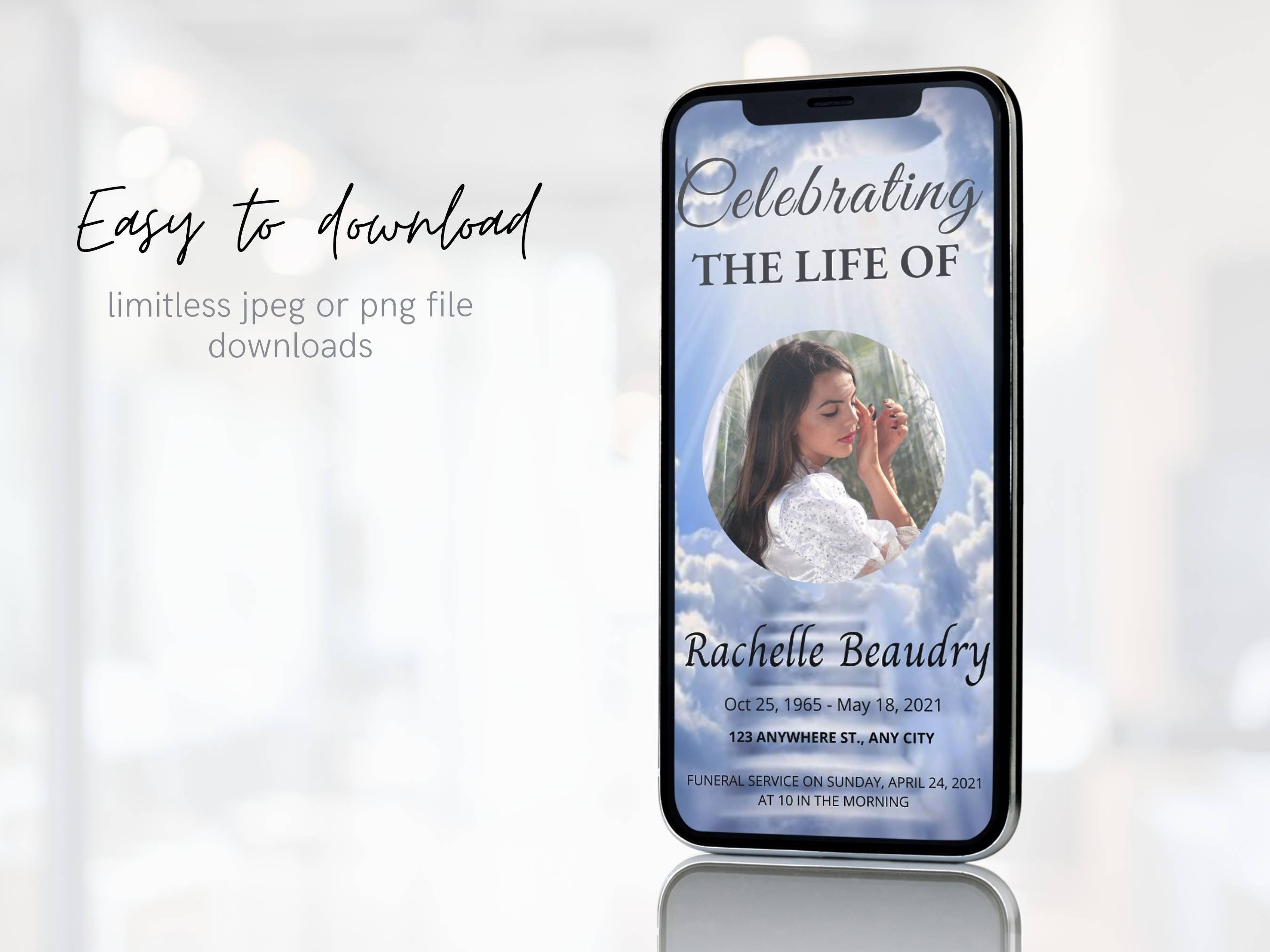 Digital Funeral Invitation, Digital Funeral Invite, Electronic Funeral ...