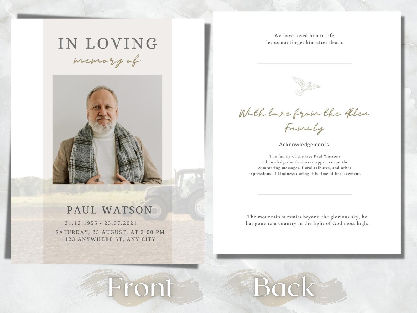 Tabloid Funeral Program Template for Man,8 Page Funeral Template,11x17 ...