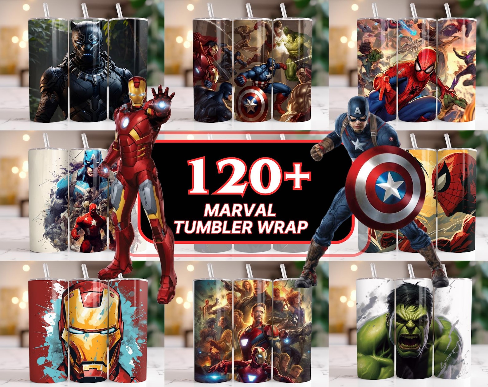 120+ Marvels Tumbler Wrap Bundle Superheros Tumbler Wrap Spiderman ...