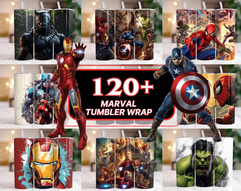 120+ Marvels Tumbler Wrap Bundle Superheros Tumbler Wrap Spiderman ...