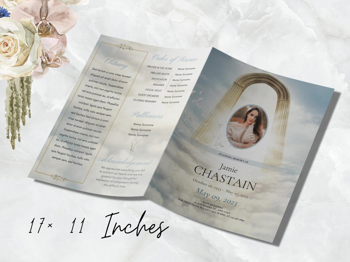 2 Page Funeral Program Template, 8.5x11 Obituary Template Canva ...