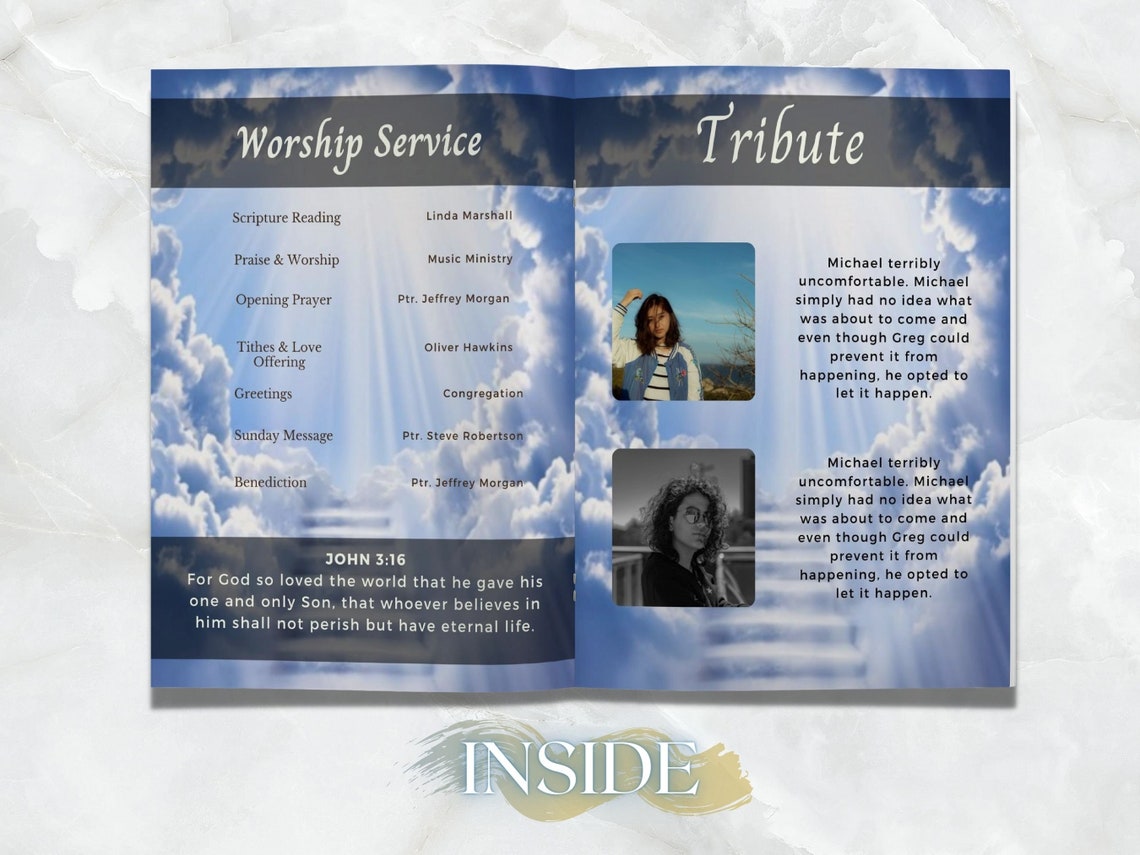 Tabloid Funeral Program Template8 Page Funeral Program - Etsy