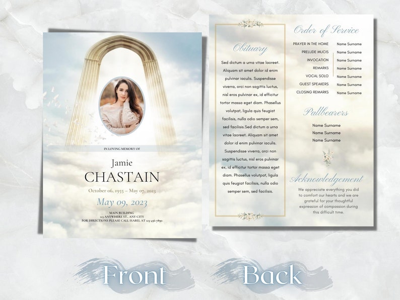 2 Page Funeral Program Template, 8.5x11 Obituary Template Canva ...