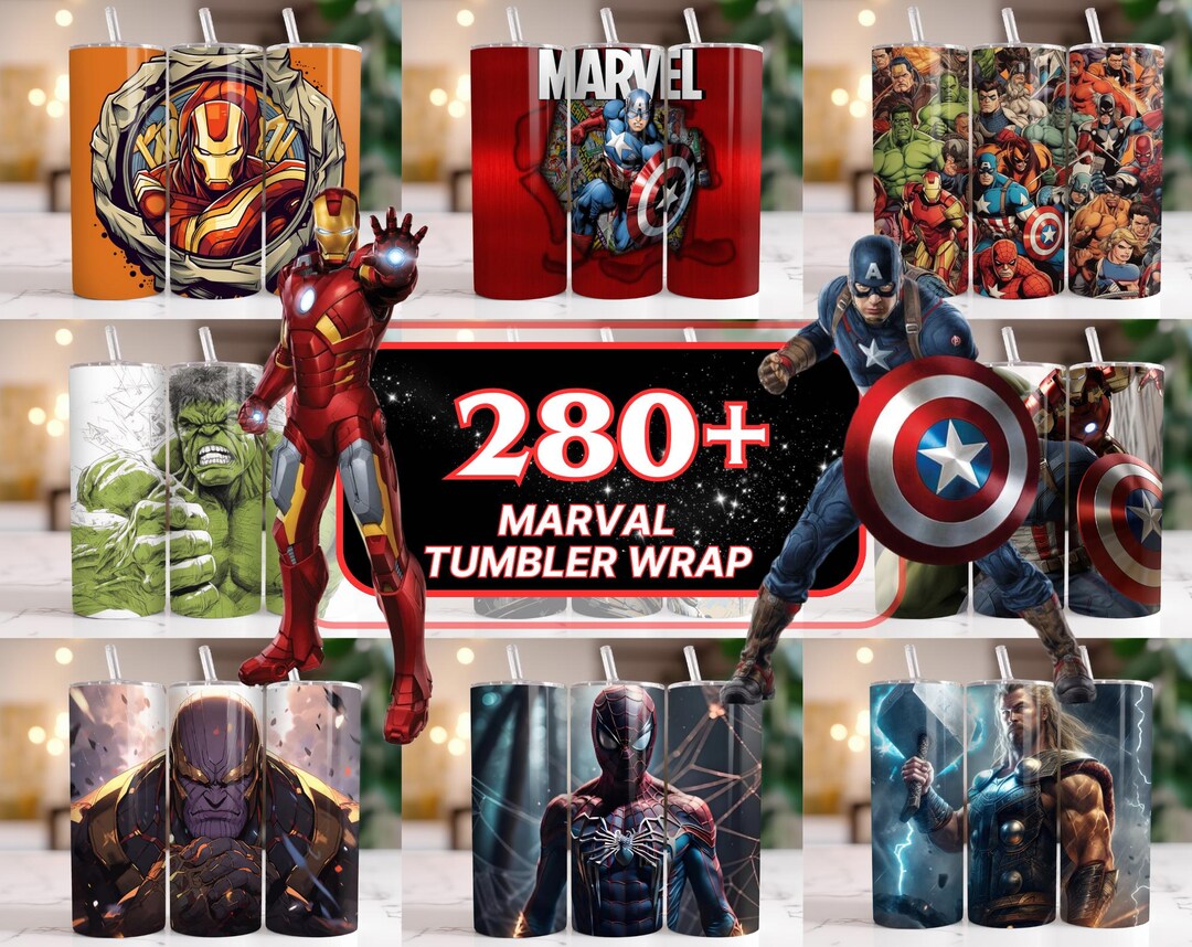 280 Marvels Tumbler Wrap Bundle Superheros Tumbler Wrap Spiderman ...