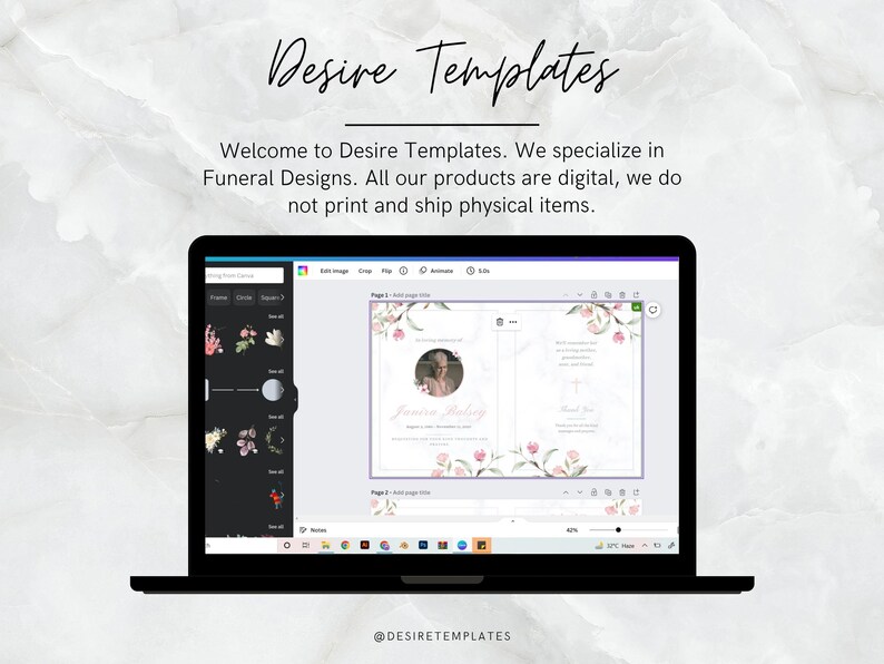 Tabloid Funeral Program Template,8 Page Funeral Program Template,11x17 ...