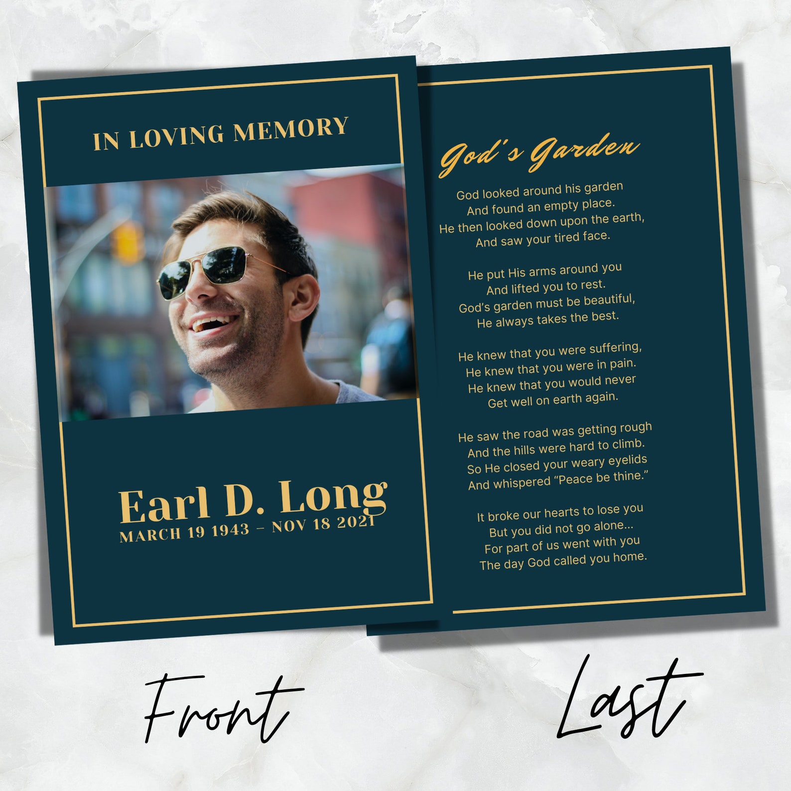 Gold Funeral Program Template 4 Page Funeral Program Funeral | Etsy