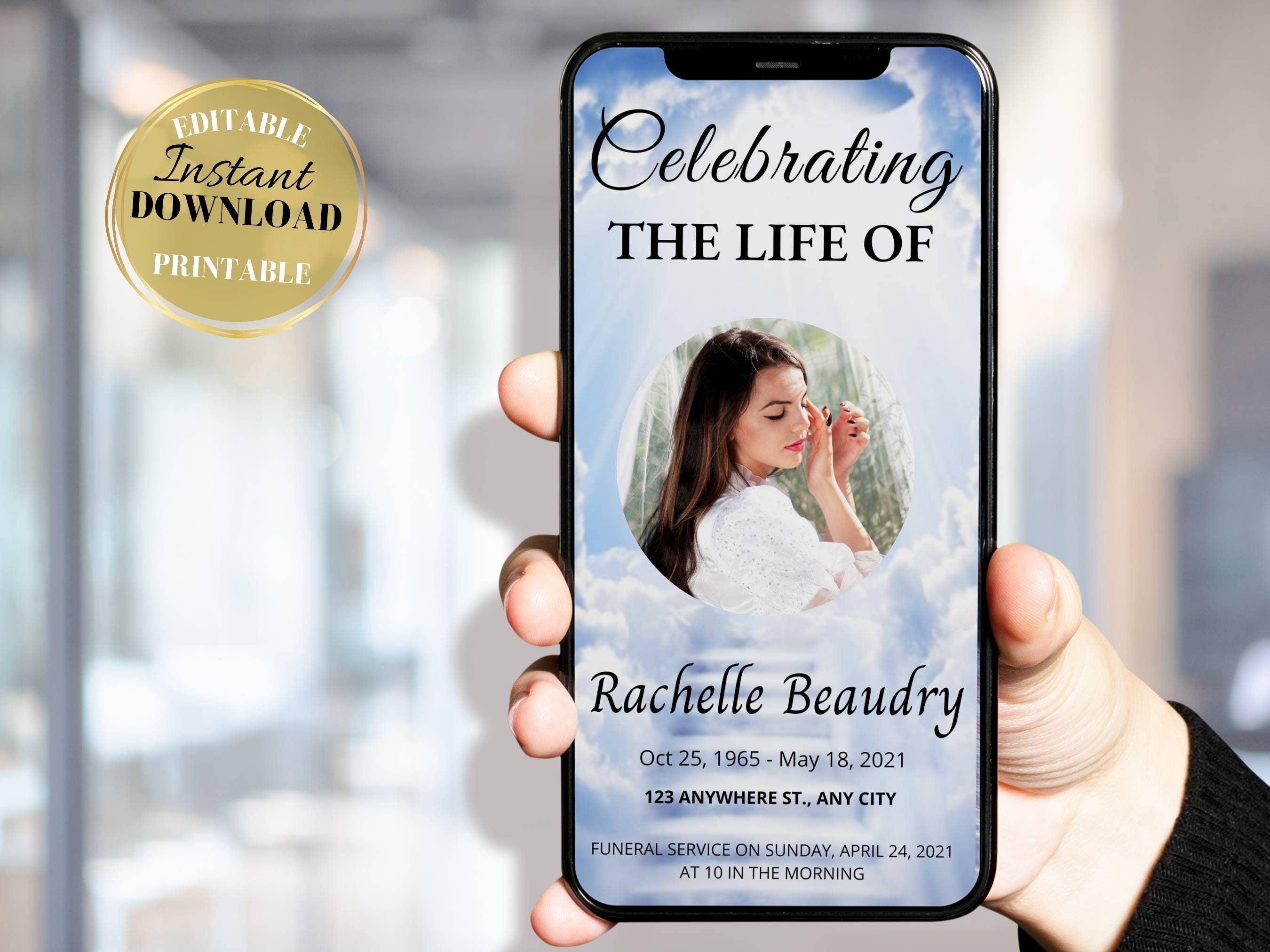 Digital Funeral Invitation, Digital Funeral Invite, Electronic Funeral ...