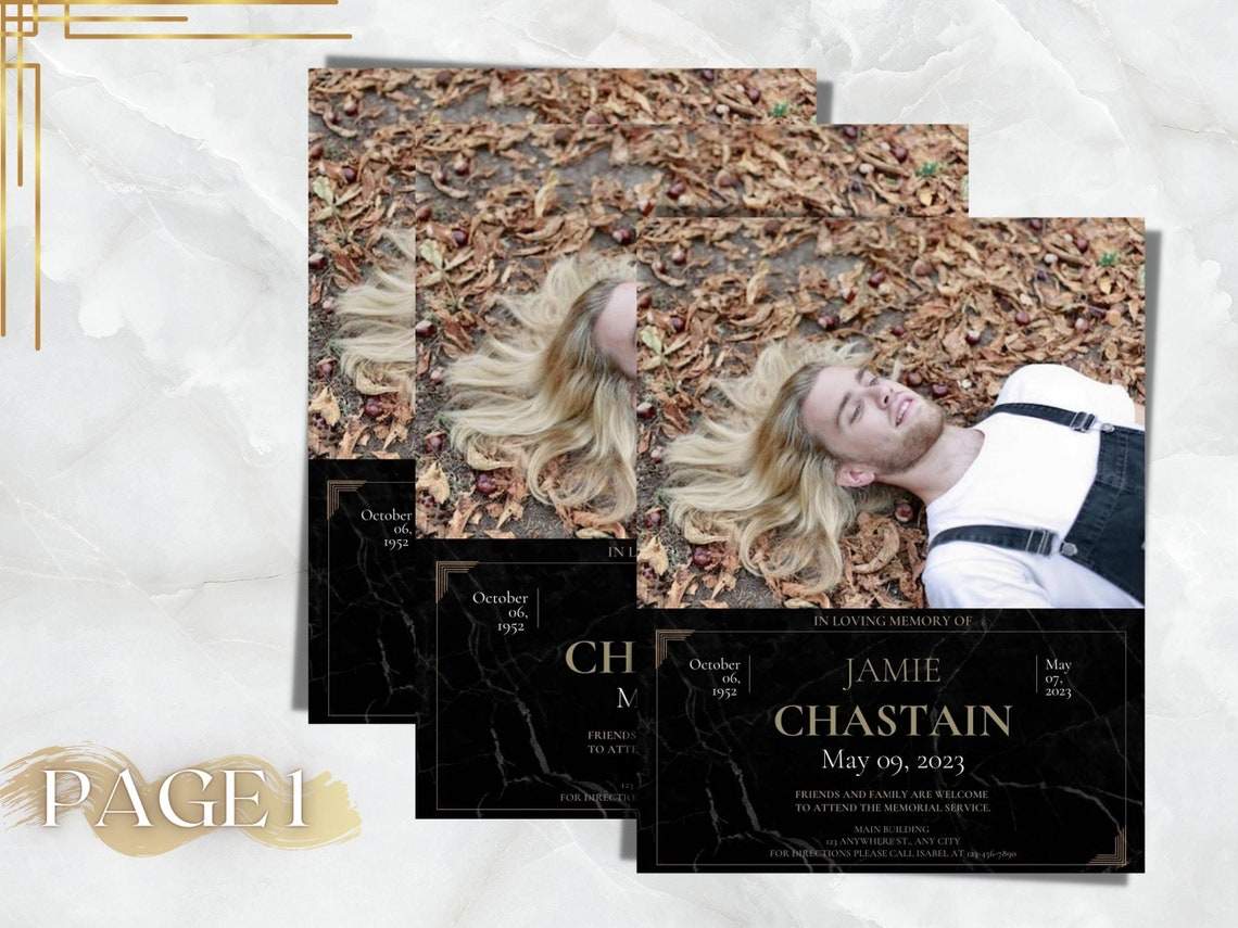 2 Page Funeral Program Template, 8.5x11 Obituary Template Canva ...