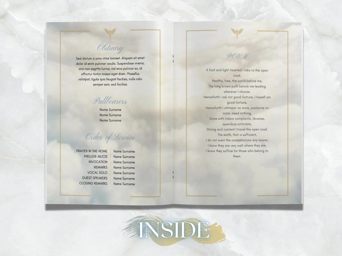 6 Page Funeral Program Template, 8.5x11 Obituary Template Canva ...