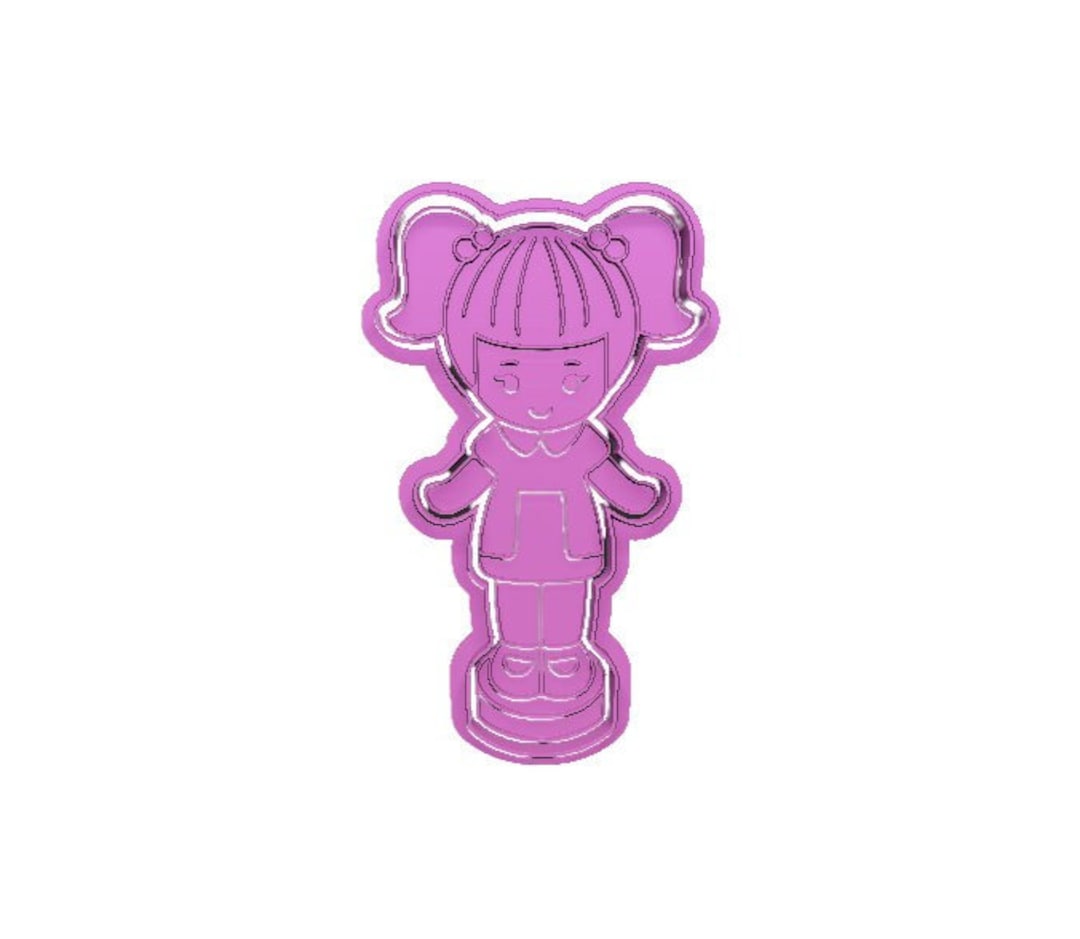 Polly Dolly Pigtails Cookie Cutter With Stamp STL FILE 2-pc File Stamp ...