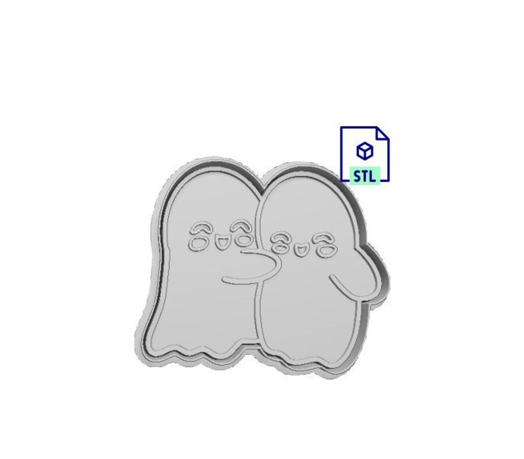 Kawaii Ghosts Hugging Cutter STL File to Download and Print 2-pc File ...