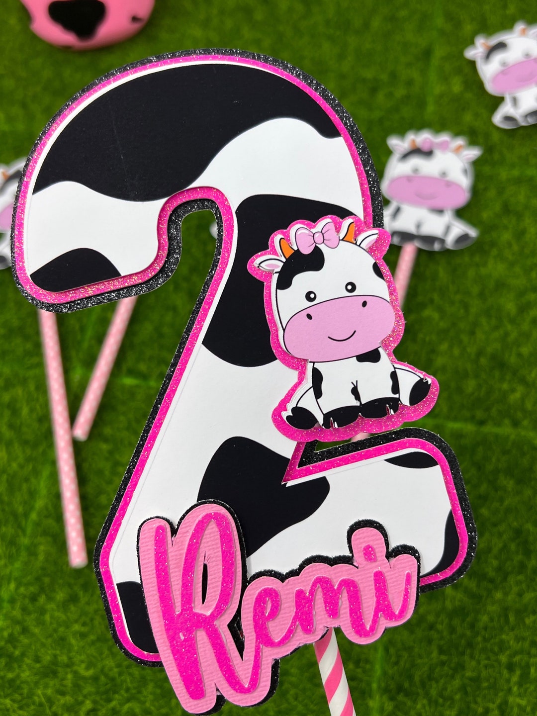 Custom Cow Cake Topper - First Birthday Cow Cake Topper - Holy Cow I’m ...