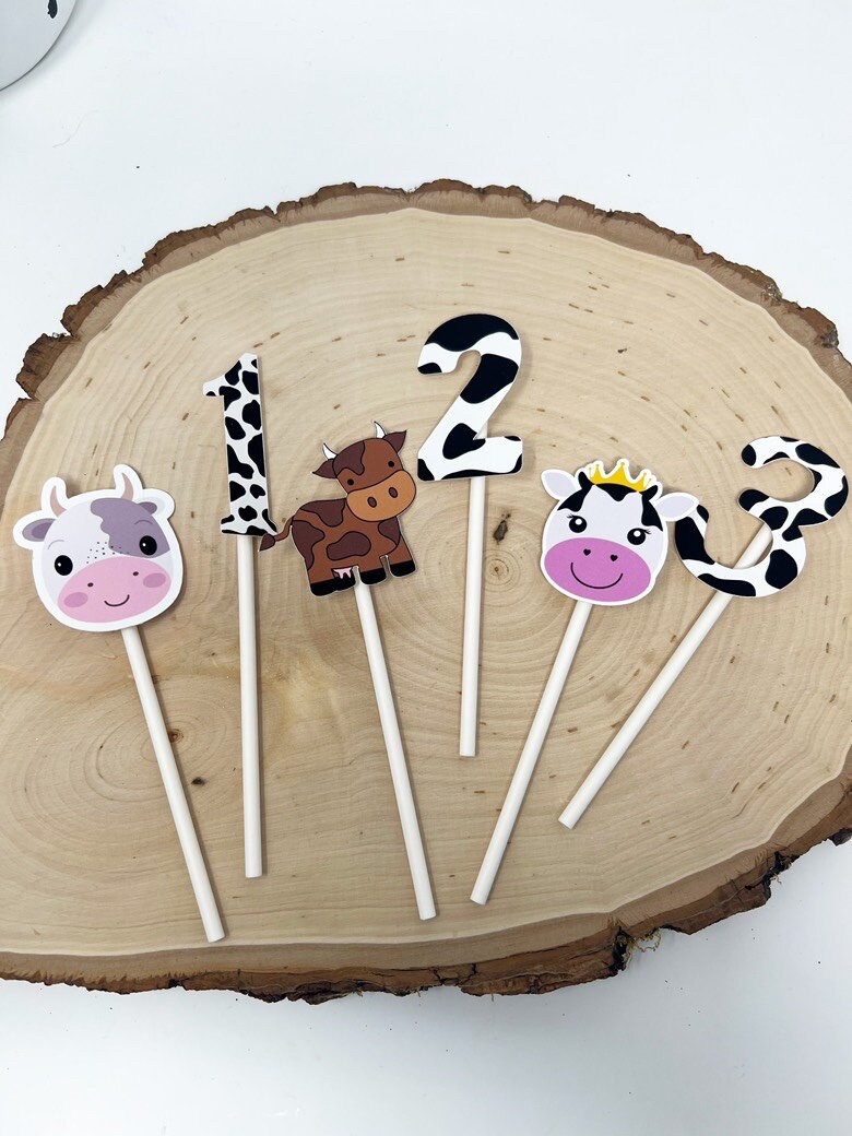 Custom Cow Cupcake Toppers First Birthday Cow Cake Topper - Etsy