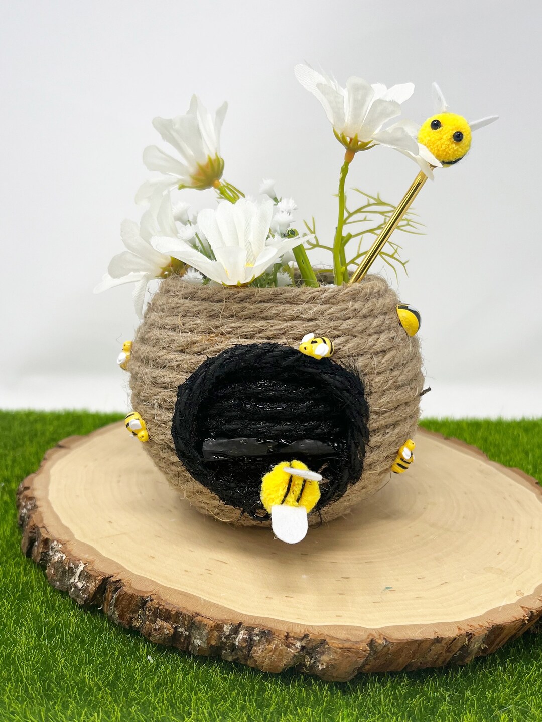 Bee Hive Centerpiece Bee Skep Farmhouse Bee Decor Bee - Etsy