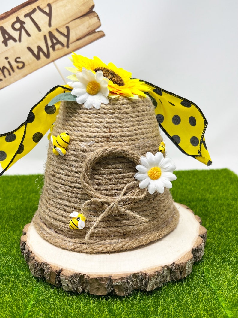Bee Hive Centerpiece , Bee Skep , Honey Bee Hive Decor , Fake Honey Bee ...