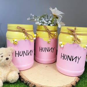 Honey Pot Plastic Mason Jar Set Centerpiece, Hunny Pot Decor, Hunny Pot ...