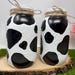 Hand Painted Cow Print Mason Jar - Cow Mason Jar Centerpieces - Animal ...