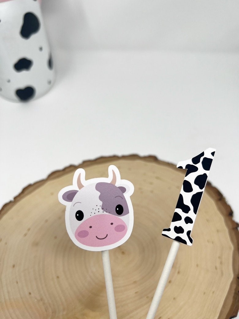 Custom Cow Cupcake Toppers First Birthday Cow Cake Topper - Etsy