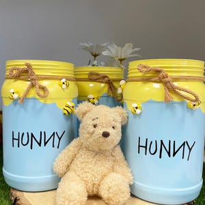 Honey Pot Plastic Mason Jar PINT SET Centerpiece, Hunny Pot Decor ...