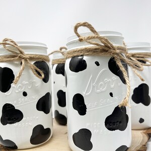 Hand Painted Cow Print Mason Jar - Cow Mason Jar Centerpieces - Animal ...