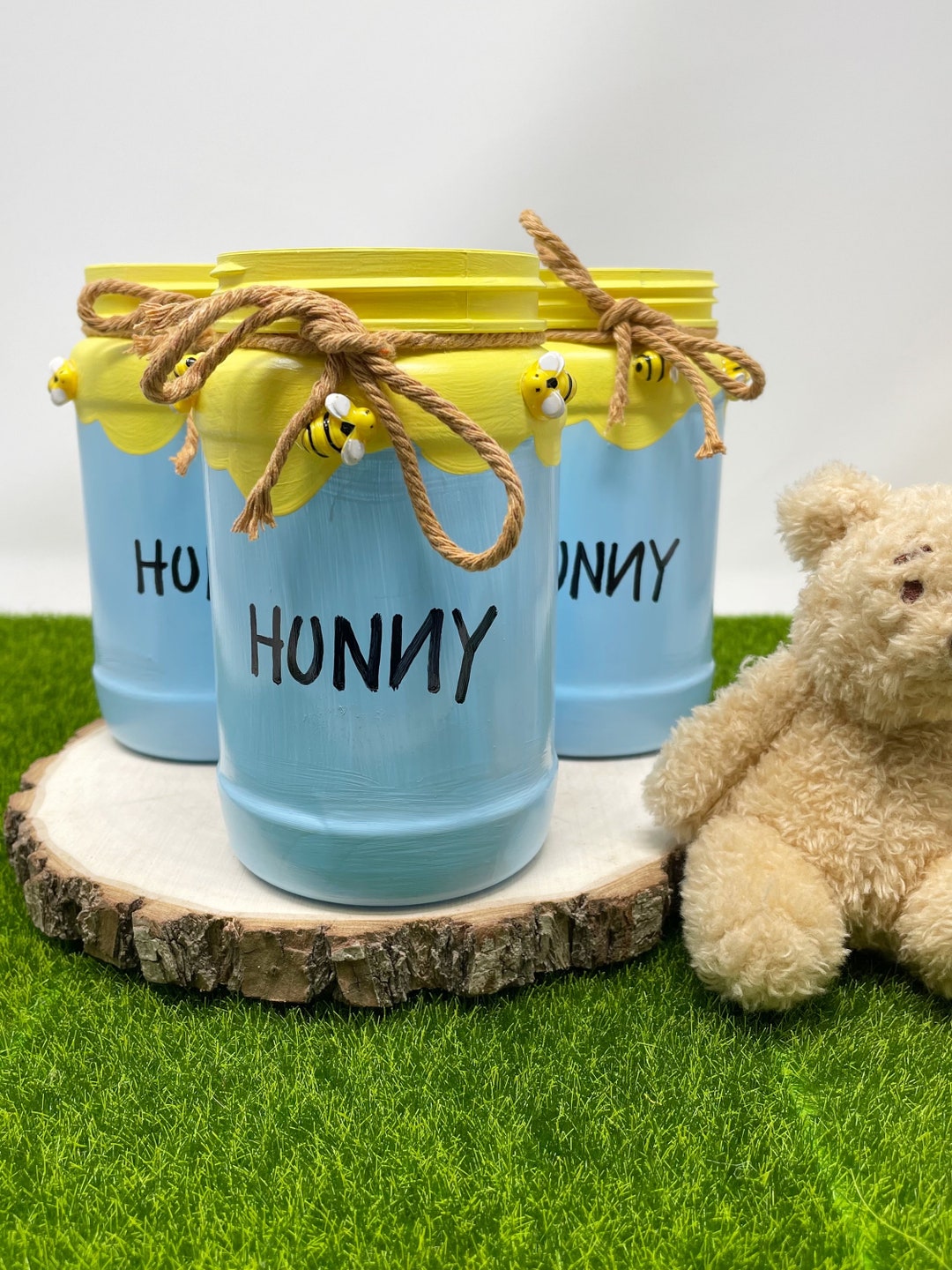 Honey Pot Plastic Mason Jar PINT SET Centerpiece, Hunny Pot Decor ...